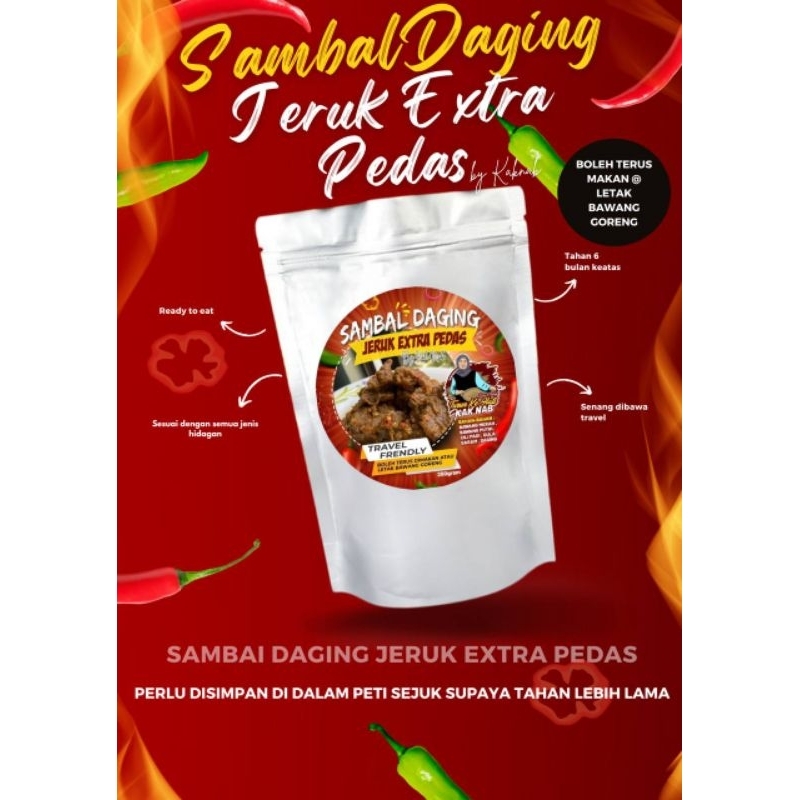 SAMBAL DAGING JERUK EXTRA PEDAS BY KAK NAB (200G/PACK) | Shopee Malaysia