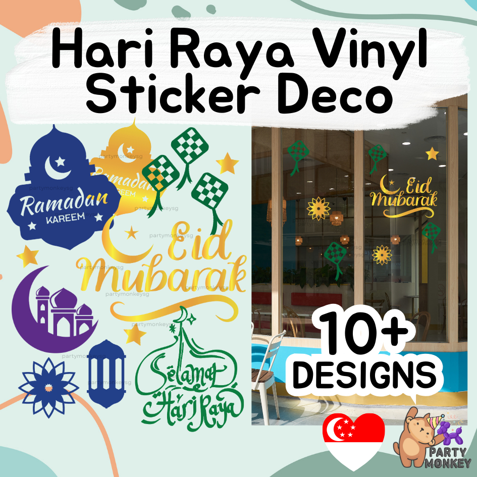 PartyMonkey Eid Mubarak Decal Glass Sticker Vinyl Selamat Hari Raya ...
