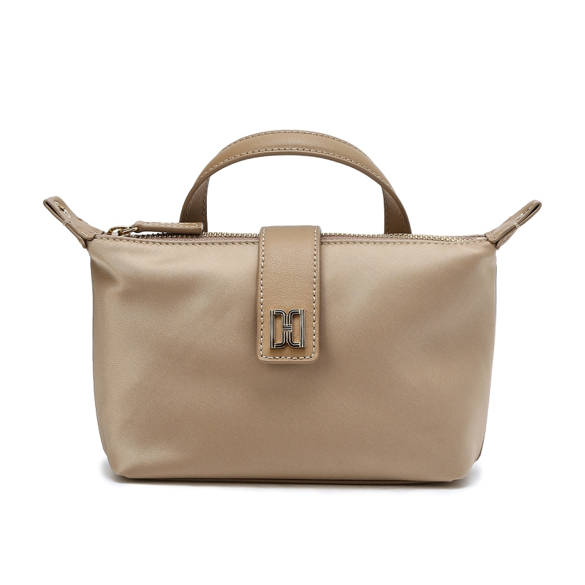 DAKS DD logo nylon fabric mini crossbag dark beige color, double as ...