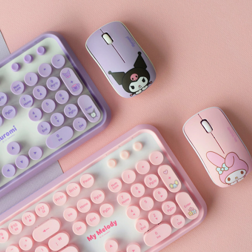 [Sanrio] Retro Wireless Keyboard 1p & Mouse 1p Set (+Random Mouse Pad ...