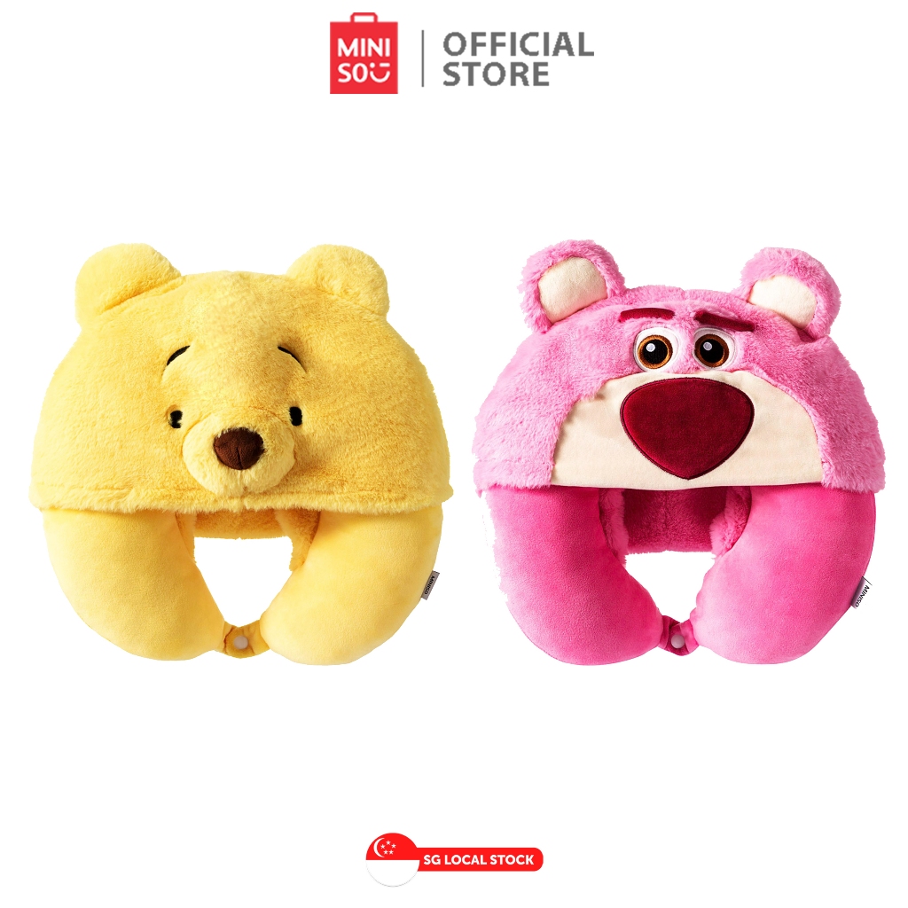 Miniso Disney Collection Fluffy Festival Hooded travel Neck Pillow ...