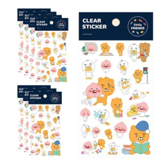 Kakao Friends Little Friends transparent stickers 8 sheets | Shopee ...