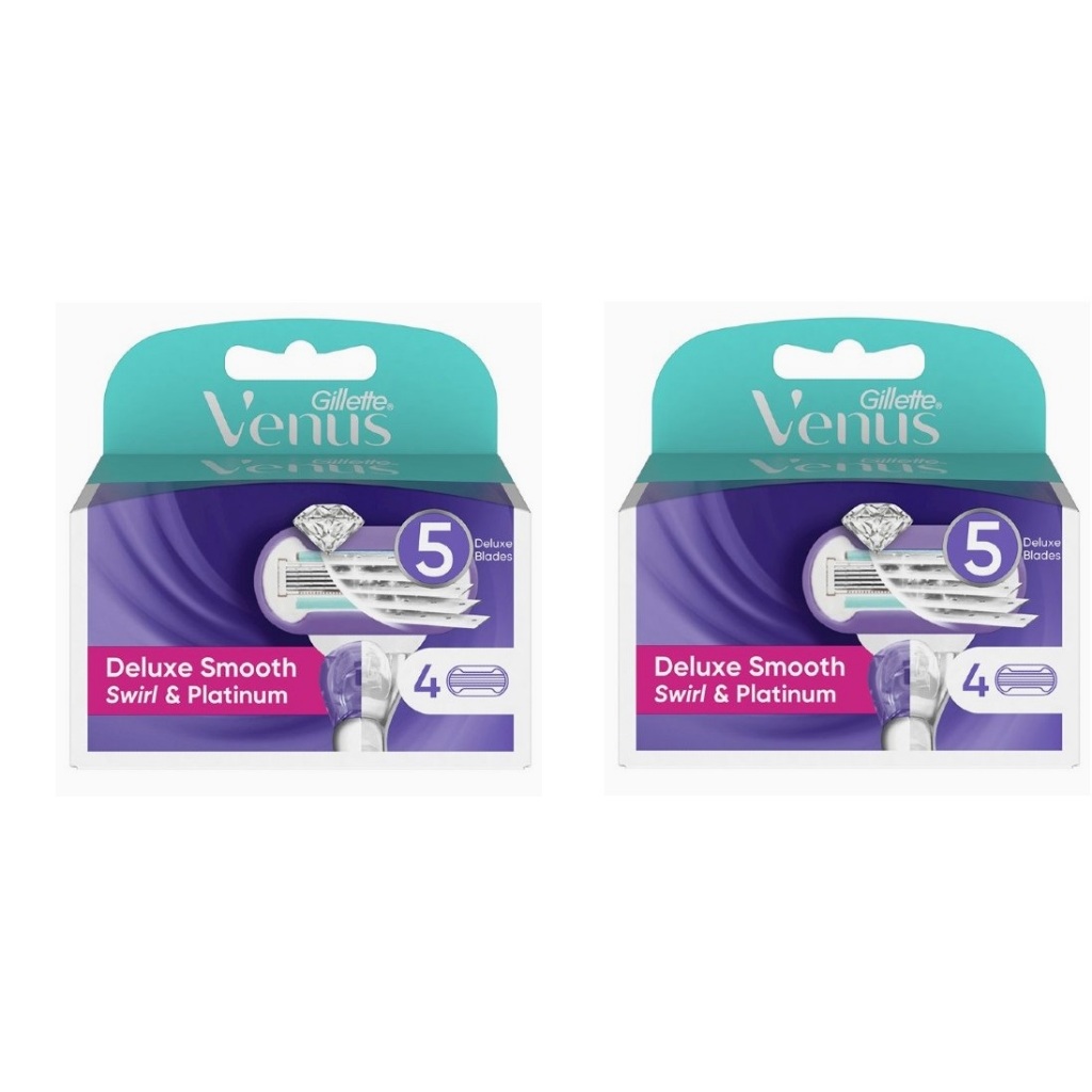 Gillette Venus Deluxe Smooth Swirl & Platinum (4+4=8 Refill Cartridges ...