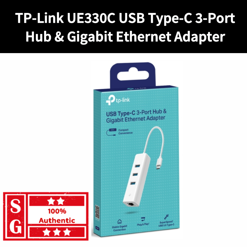 TP-LINK UE330C USB Type-C 3-Port Hub & Gigabit Ethernet Adapter TP Link USB C To Ethernet To USB ...