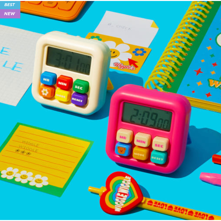 Wiggle Wiggle - Stop Watch study timer (pink, ivory) / cute official ...