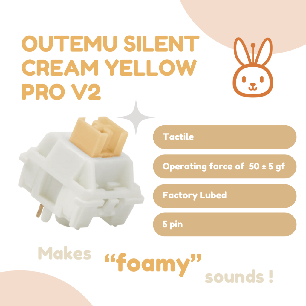 Outemu Silent Cream Yellow Pro V2 Tactile Switches Custom Mechanical Keyboard Hotswap | Shopee ...