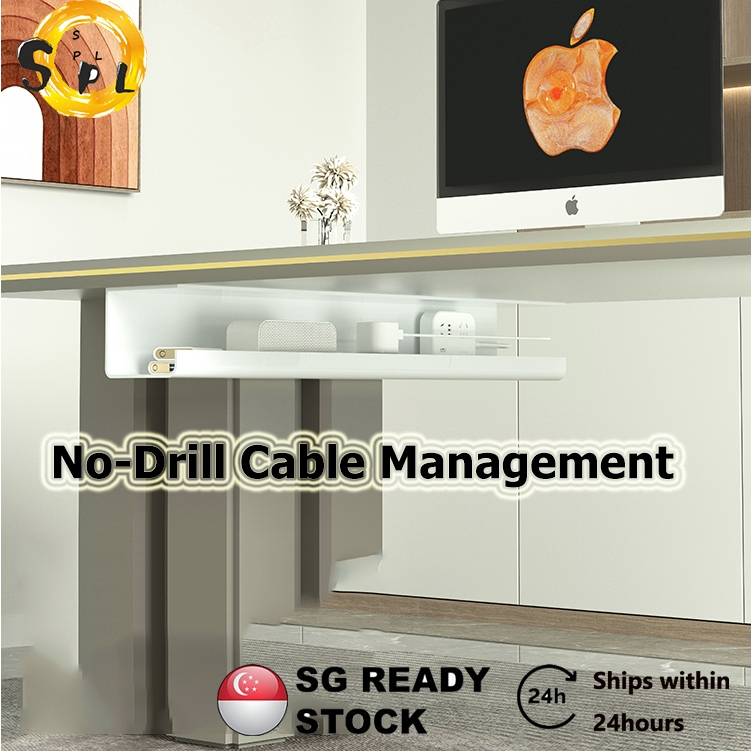 Under Desk Cable Management Under Table Cable Tray No-Drill Cord ...