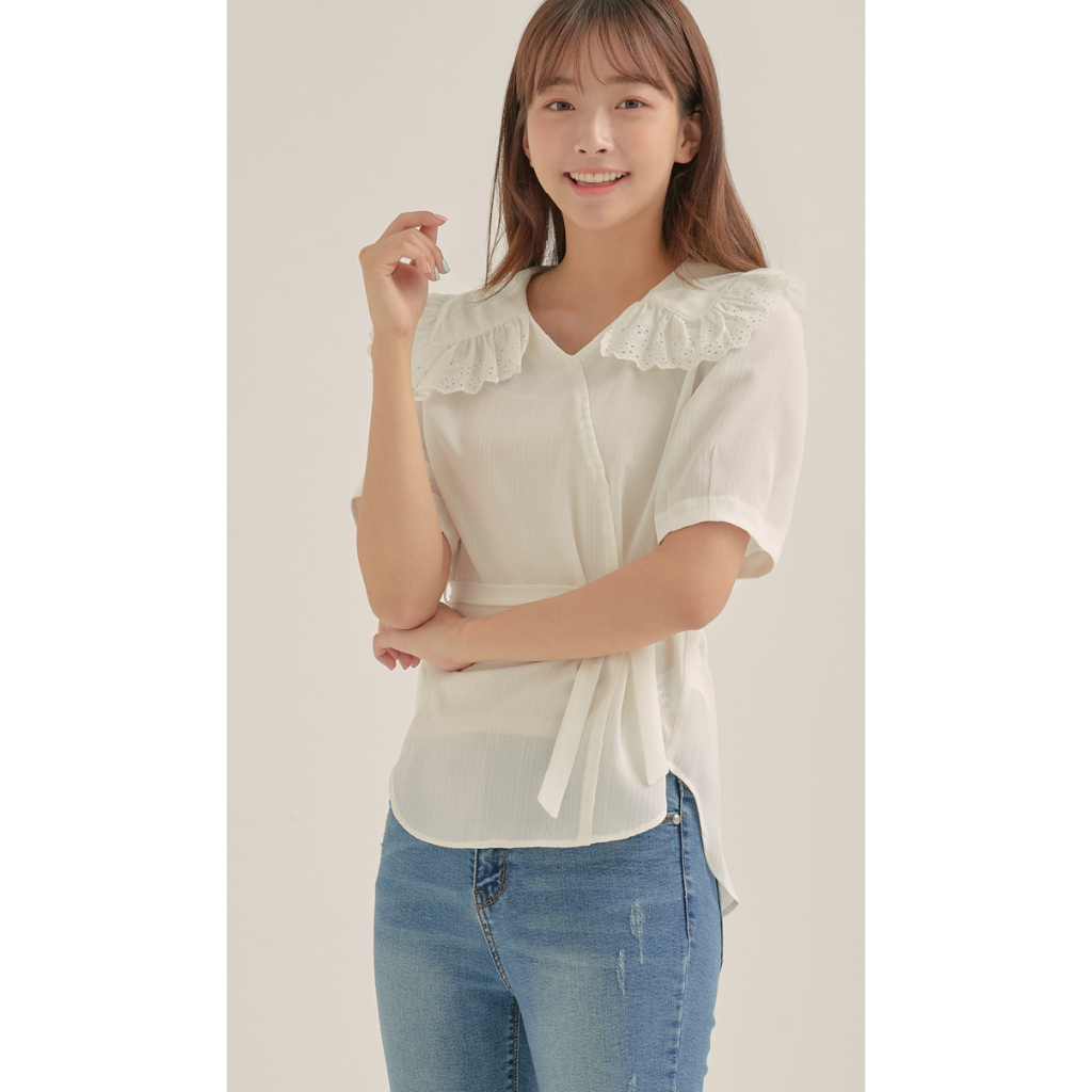 (KOREA DEPARTMENT BRAND)Cool breathable Mint Blouses for Women on sale Korean Short Sleeve Women ...