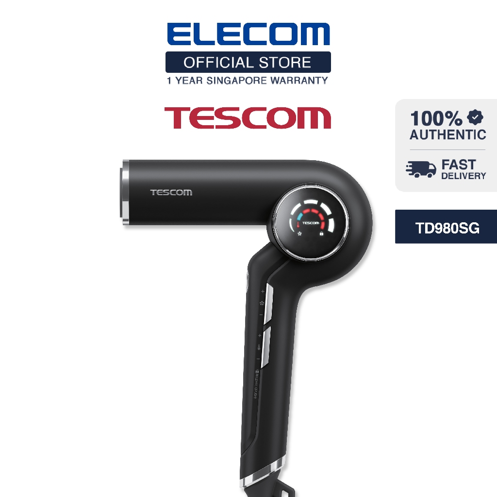 ELECOM Tescom Protect Ionic BLDC Hair Dryer/TD980SG/Light Weight/High ...