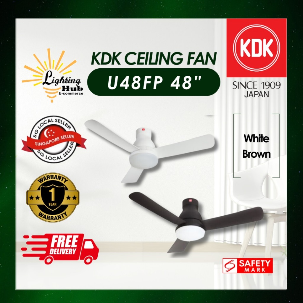 KDK Ceiling Fan (U48FP)/ DC MOTOR / TRI-TONE LED LIGHT/ WITH REMOTE ...