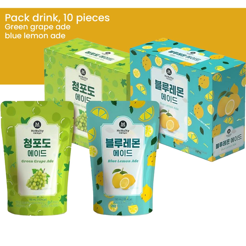 Pack drink, 10 pieces, Korean convenience store drink, Green grape ade ...