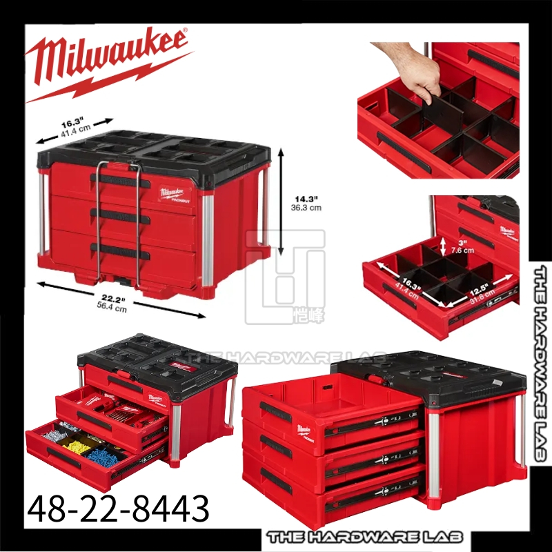 {The Hardware Lab}Milwaukee 48-22-8443 PACKOUT 3-Drawer Tool Box | Shopee Malaysia