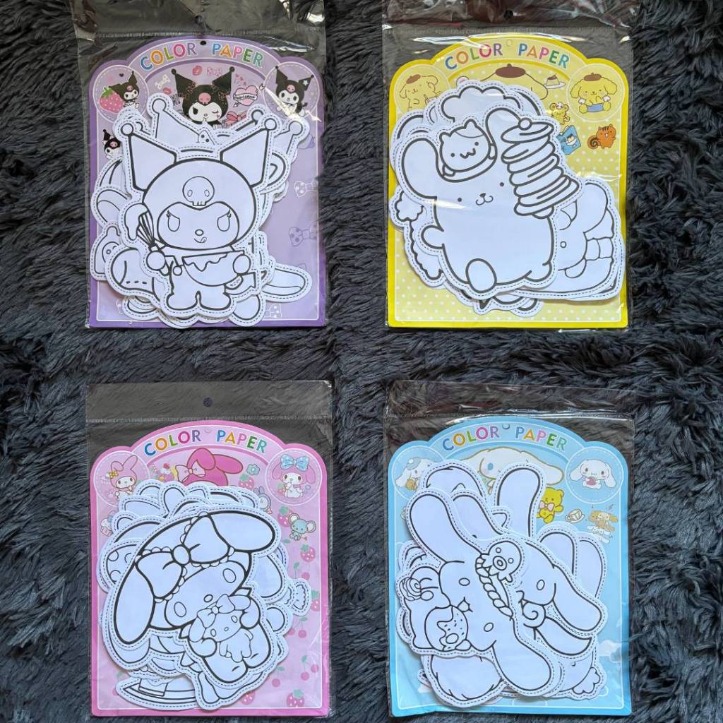 Sanrio Character Pre-Cut Color Paper Set for Children's Coloring and ...