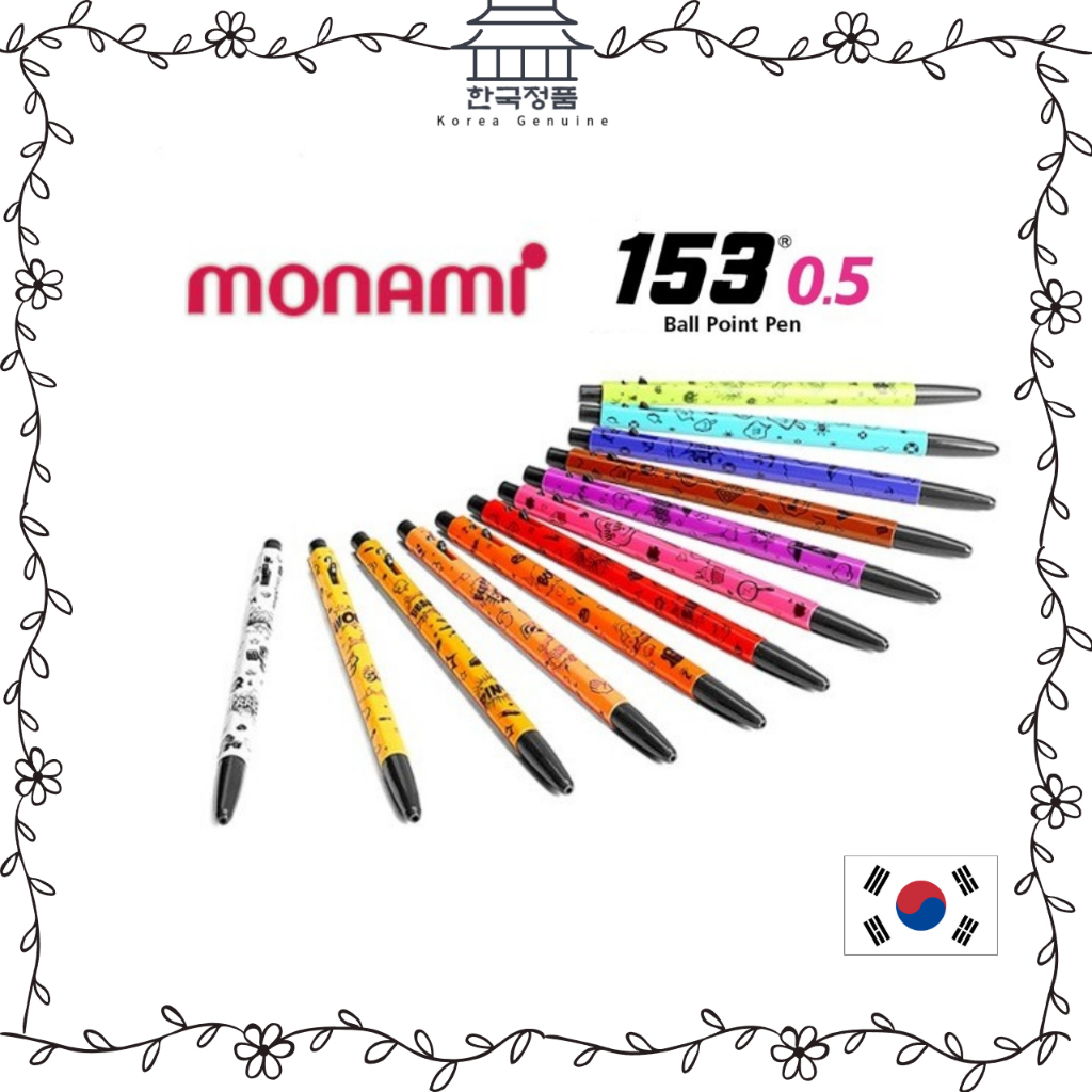 [Korean Pen] Monami 153 Cartoon Ballpoint Pen Single Color. Black 0.5mm | Shopee Malaysia