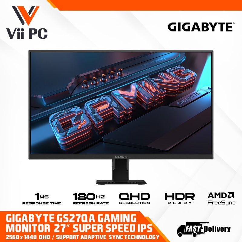GIGABYTE GS27QA 27 INCH 2560X1440(QHD) IPS AMD FREESYNC 1MS 180HZ HDR ...