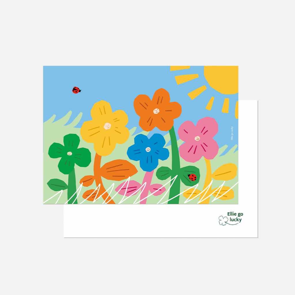 [ELLIE GO LUCKY] Smile Flower Illustration POSTCARD | Shopee Malaysia
