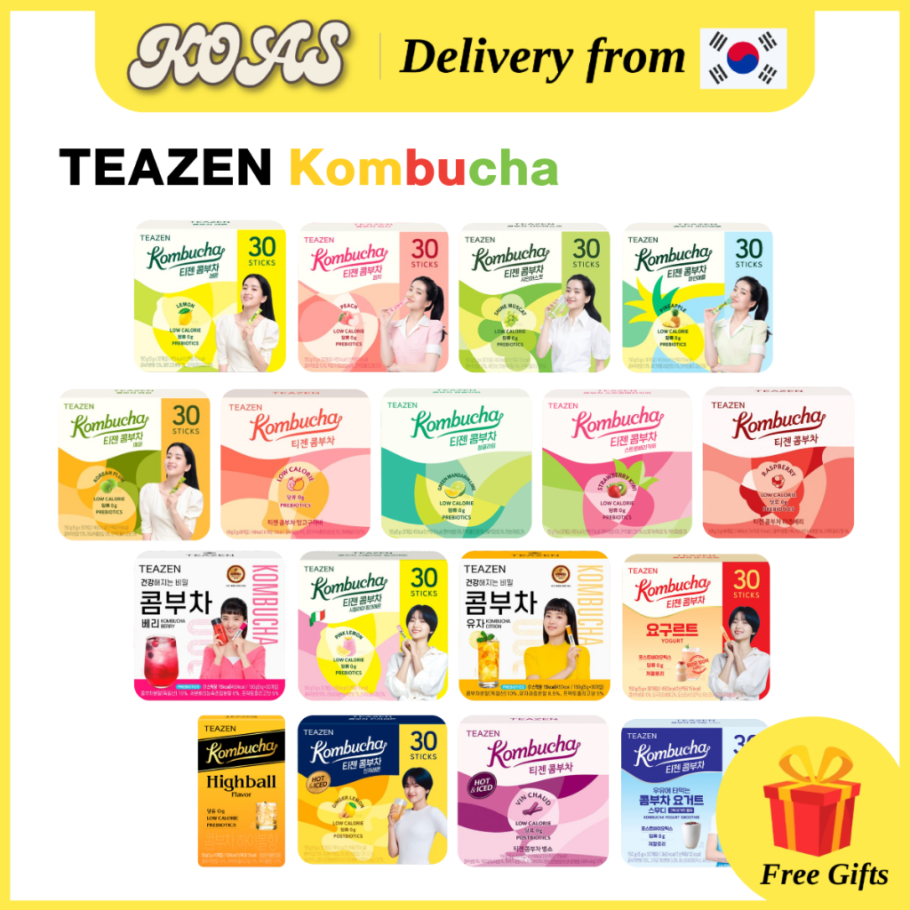 Teazen Kombucha Best 3 + New Arrival Flavor Korean Authentic Slimming Iced tea (5g x 10T / 30T ...
