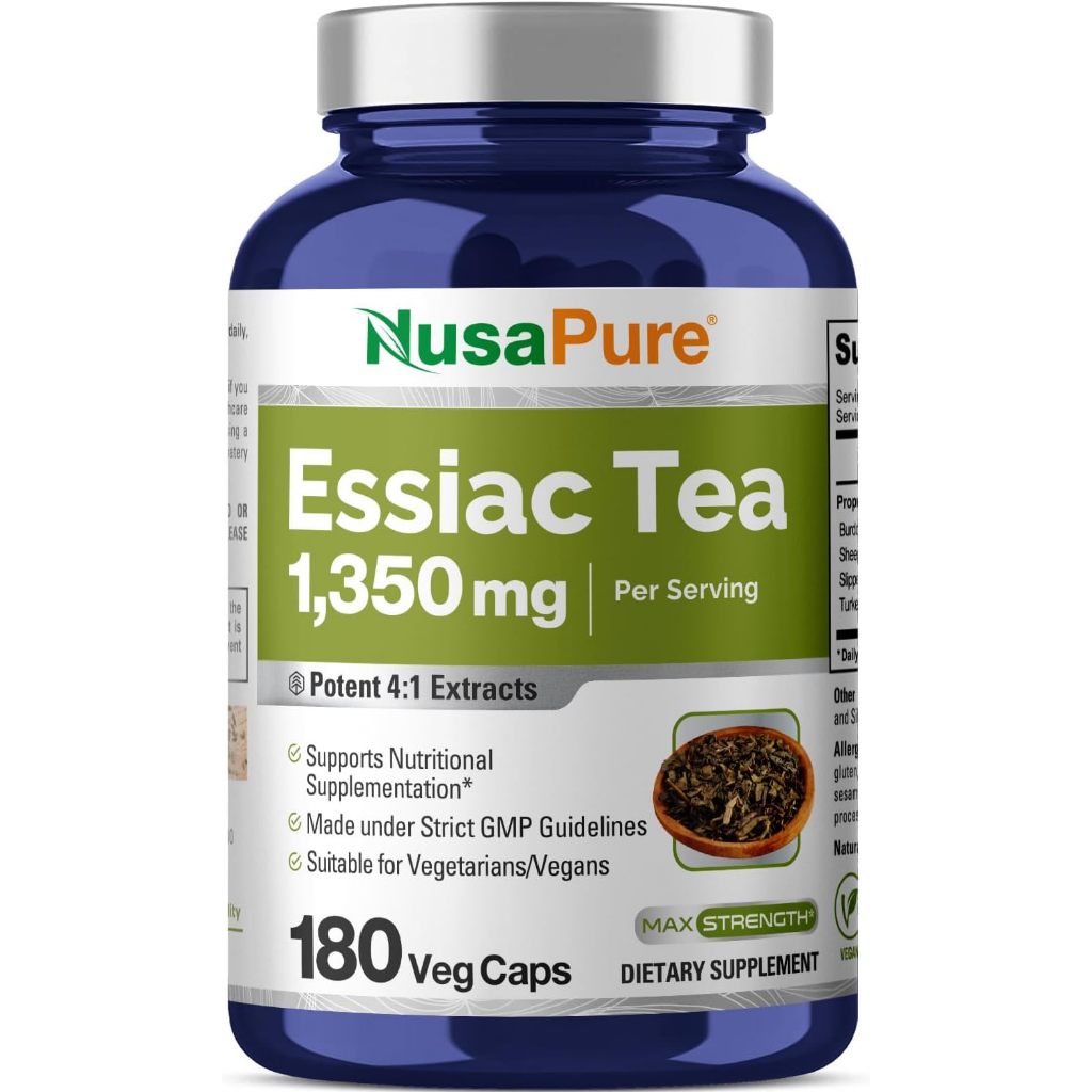 NusaPure Essiac Tea 1350 mg 180 Veggie Capsules (Vegetarian, Non-GMO ...