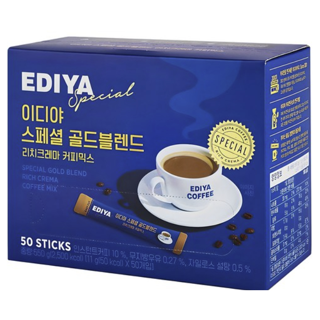 Ediya Special Gold Blend Rich Crema Coffee Mix, 11g x 50 Sticks ...