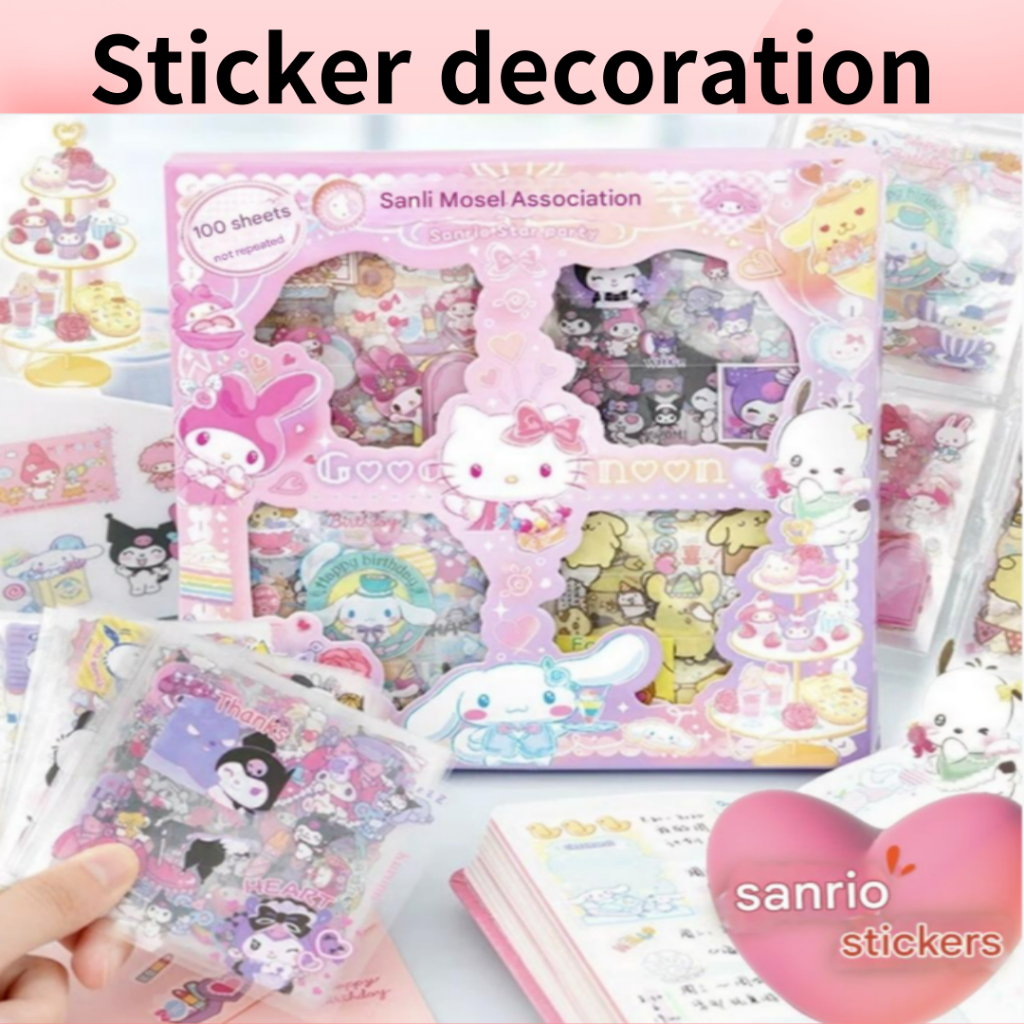 waterproof sticker set featuring popular Sanrio characters 100 sheets ...