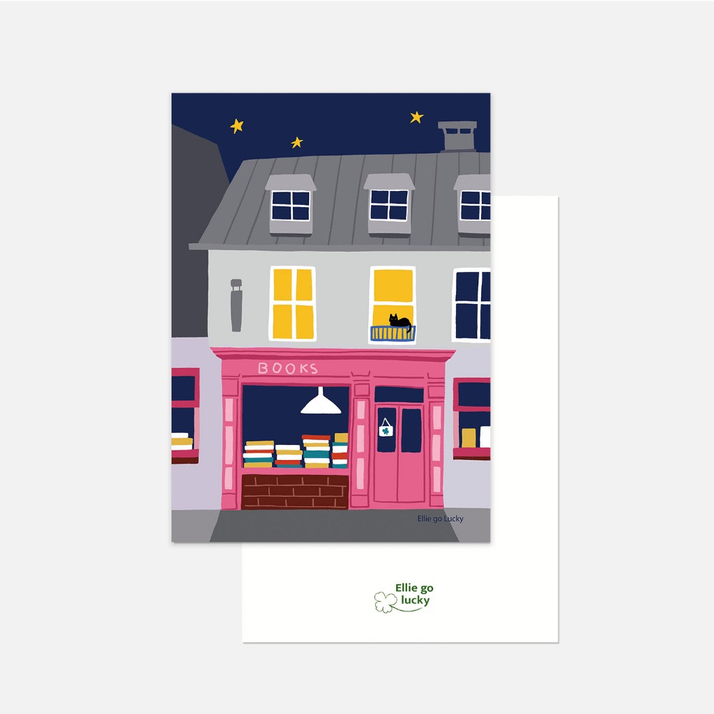 [ELLIE GO LUCKY] Bookstore Illustration POSTCARD | Shopee Malaysia