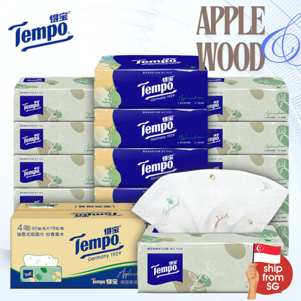 Tempo 4-Ply Facial Tissue Paper - Carton (Applewood Scented) 90 Sheets ...