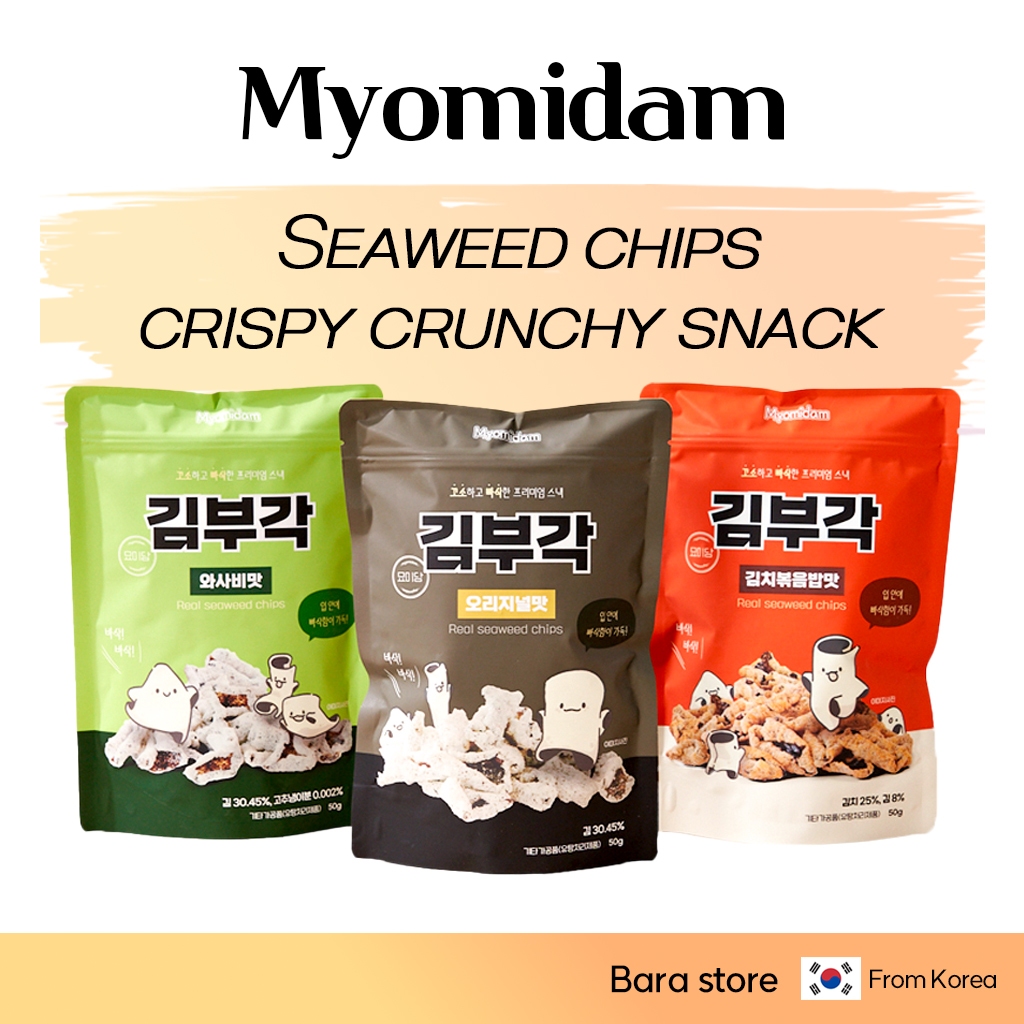 (1+1+1)Korea Premium Seaweed Chips 50g (Original, Wasabi, Kimchi ...