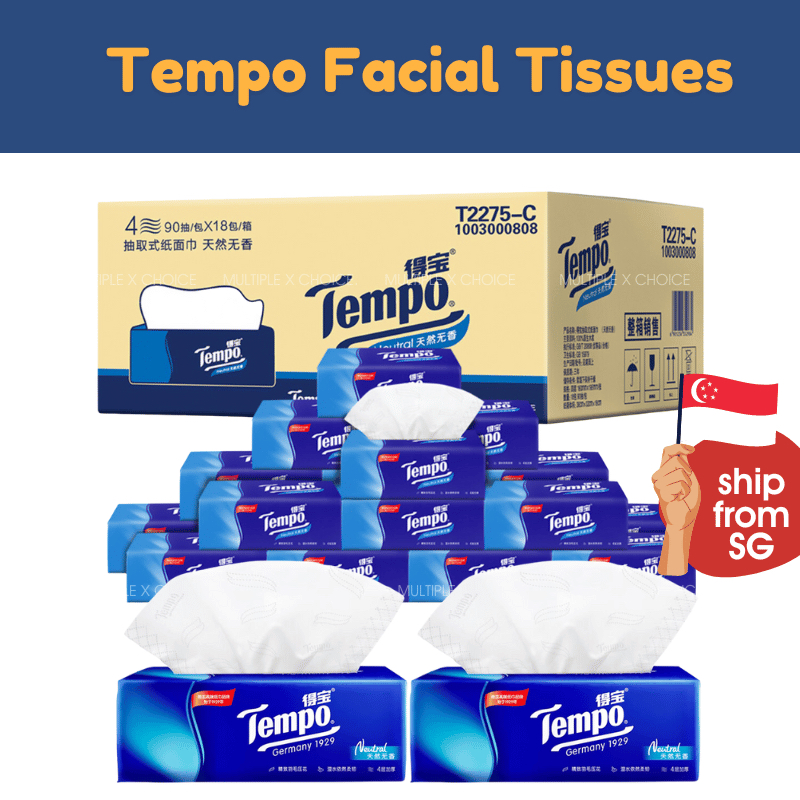 Tempo Soft Tissue Paper 4 Ply 90 Sheets x 18 Packs (Carton Size ...