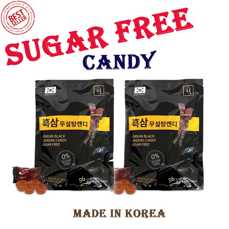 MADE IN KOREA NON SUGAR BLACK GINSENG CANDY 200g SUGARFREE SUGARLESS ...
