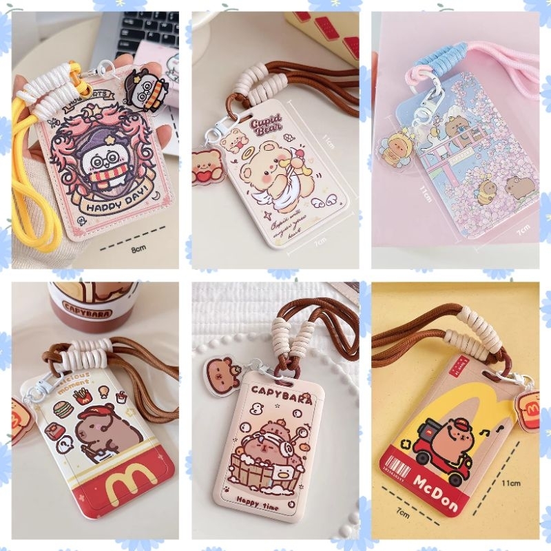 Cute Capybara, bear, Harry Potter X Chiikawa Lanyard card holder with ...