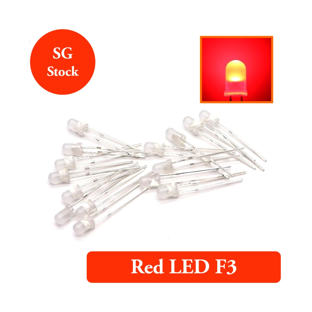 Red Colour LED F3 3mm Light Emitting Diode DIY Arduino Raspberry Pi (5 Pieces) | Shopee Malaysia