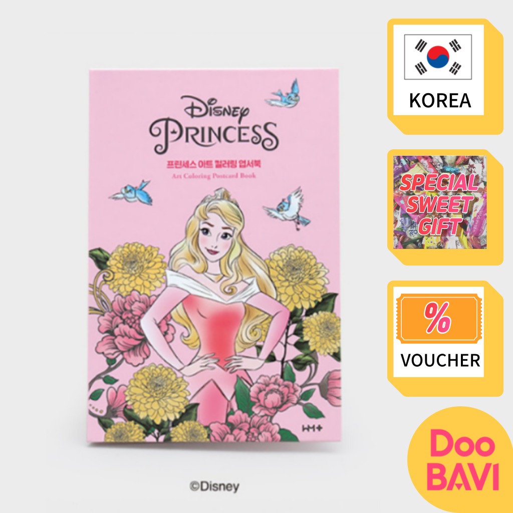 [Daiso Korea] Disney Coloring Postcard Book (Princess) | Shopee Malaysia