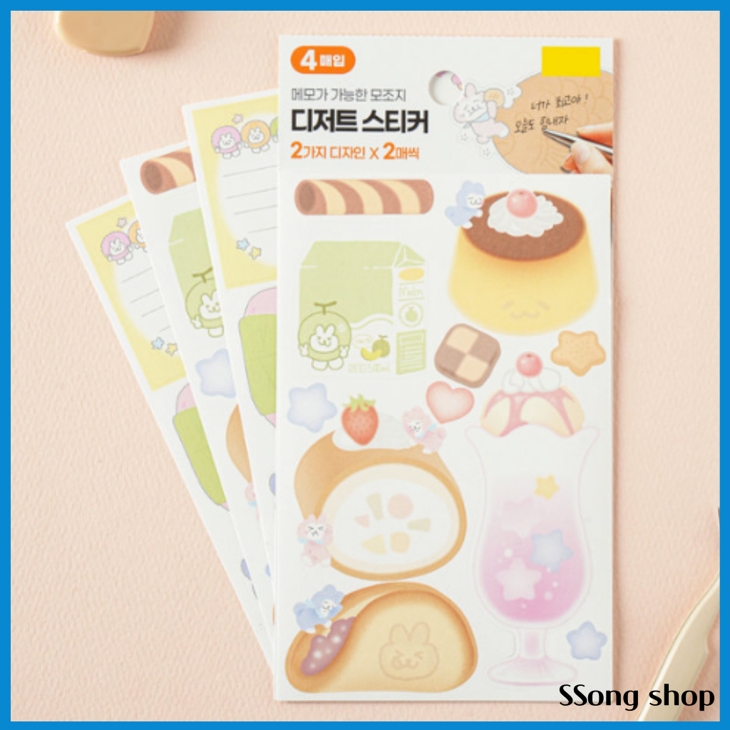 Daiso Korea Dessert Memo Sticker Set – 4 Sheets of Sweet-Themed Fun ...