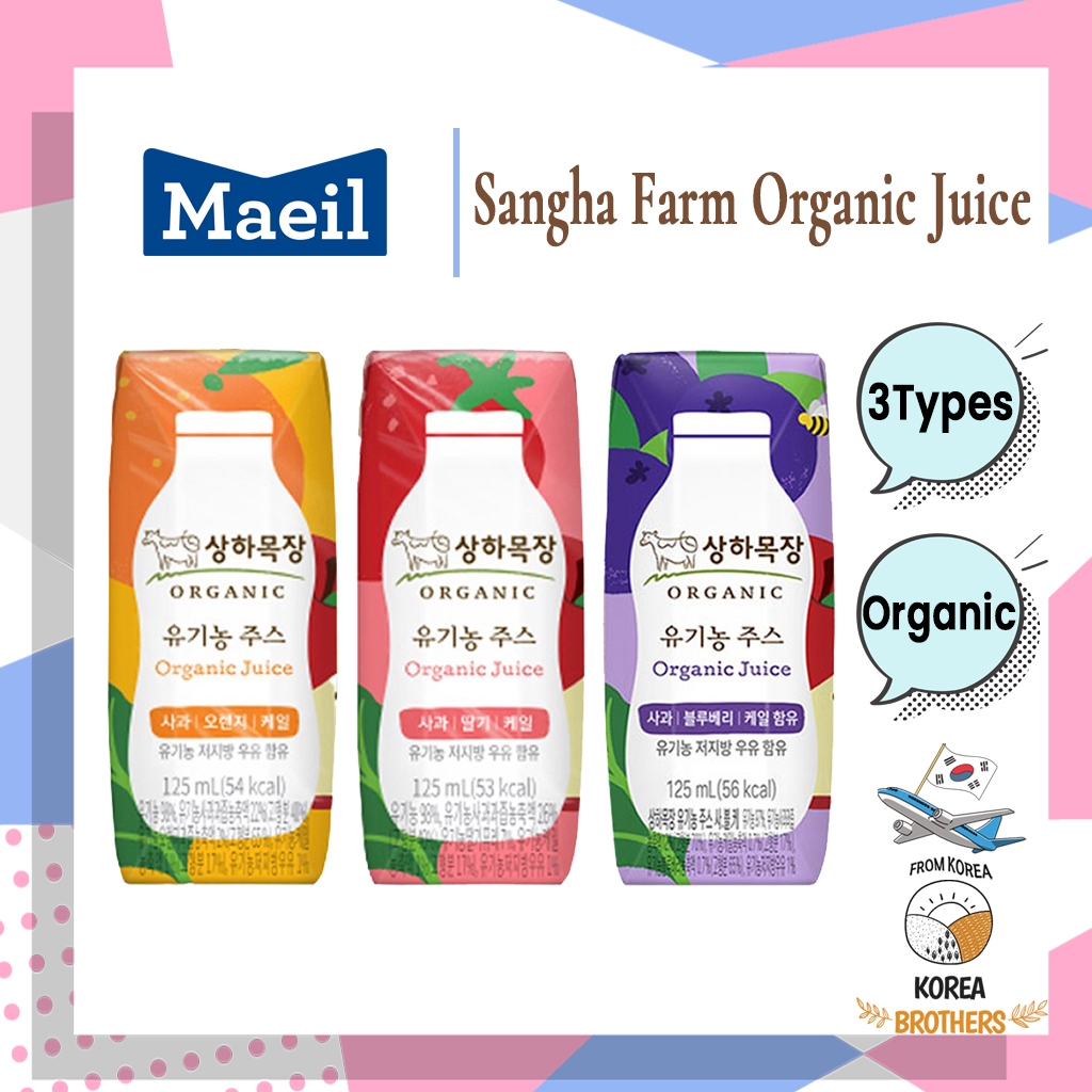 Maeil / Sangha Farm Organic Juice 125ml x4Pack , 24Pack / Orange ...