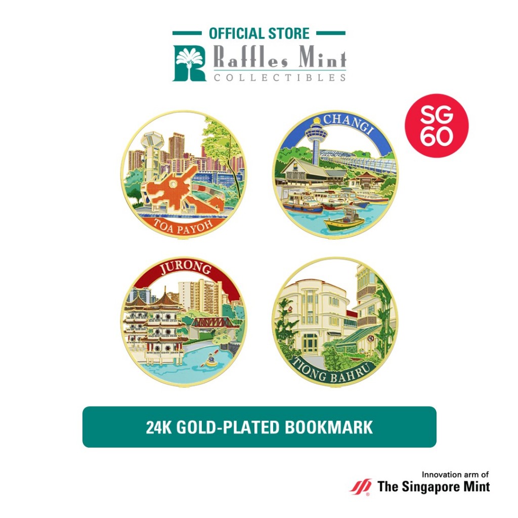 SG60 Jalan Jalan 24K Gold-Plated Coloured Bookmark (Toa Payoh / Changi ...
