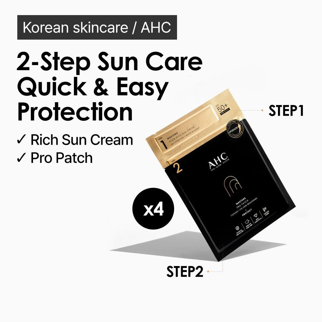 AHC 2Step Masters Pro Patch + Aqua Rich Sun Cream SPF50+ PA++++ (4pcs ...