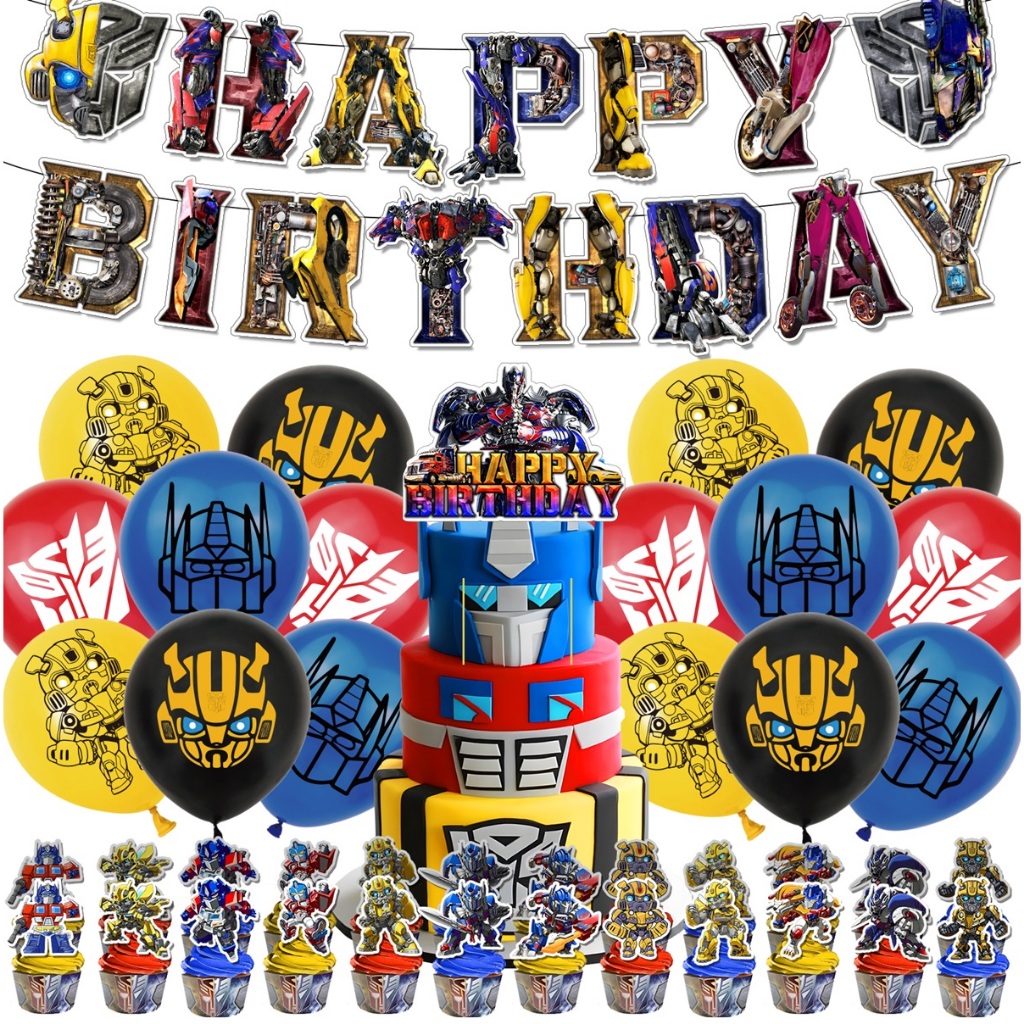 42 PCS Transformer Birthday Party Decoration l Latex Balloon Banner ...