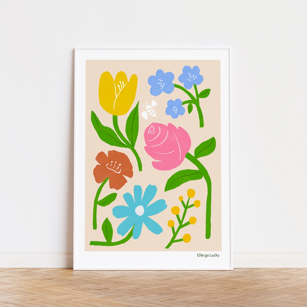 [ELLIE GO LUCKY] FLOWER BEE POSTER | Shopee Malaysia