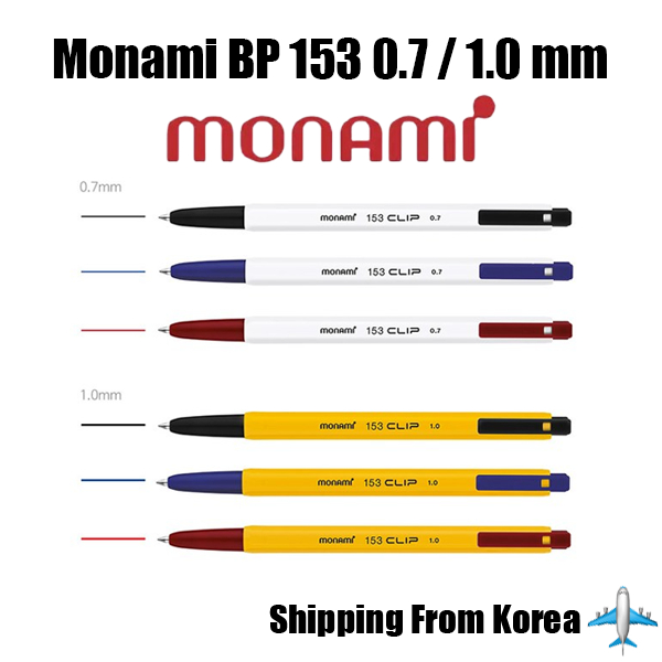 [Monami] BP KR Ballpoint Pen153 ｜0.7mm / 1.0mm｜Black / Red / Blue | Shopee Malaysia