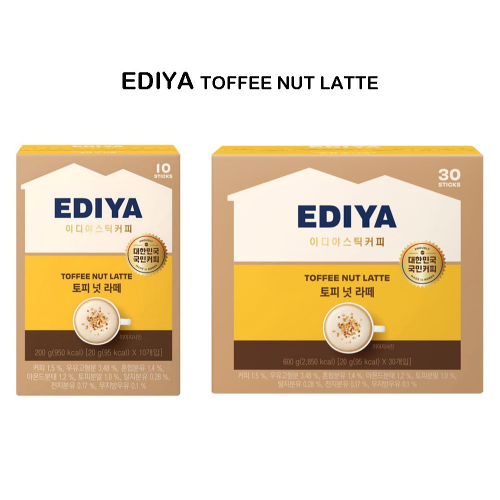 Ediya Toffee Nut Latte, 20g x 10p, 20g x 30p(No Box) | Shopee Malaysia