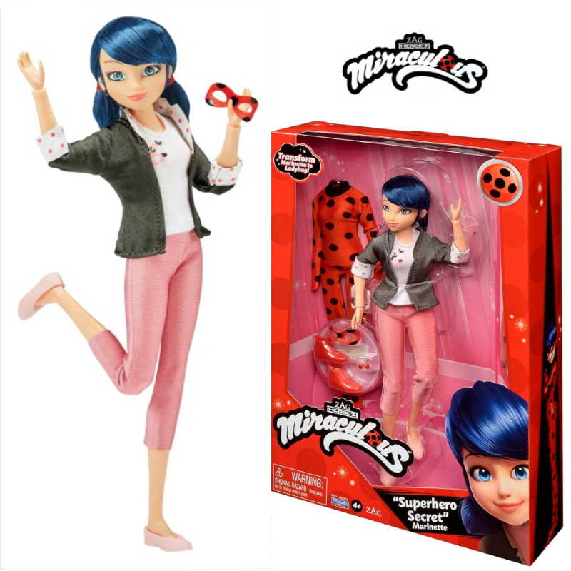 Miraculous Ladybug & Marinette Superhero Secret 26cm Fashion Doll with ...