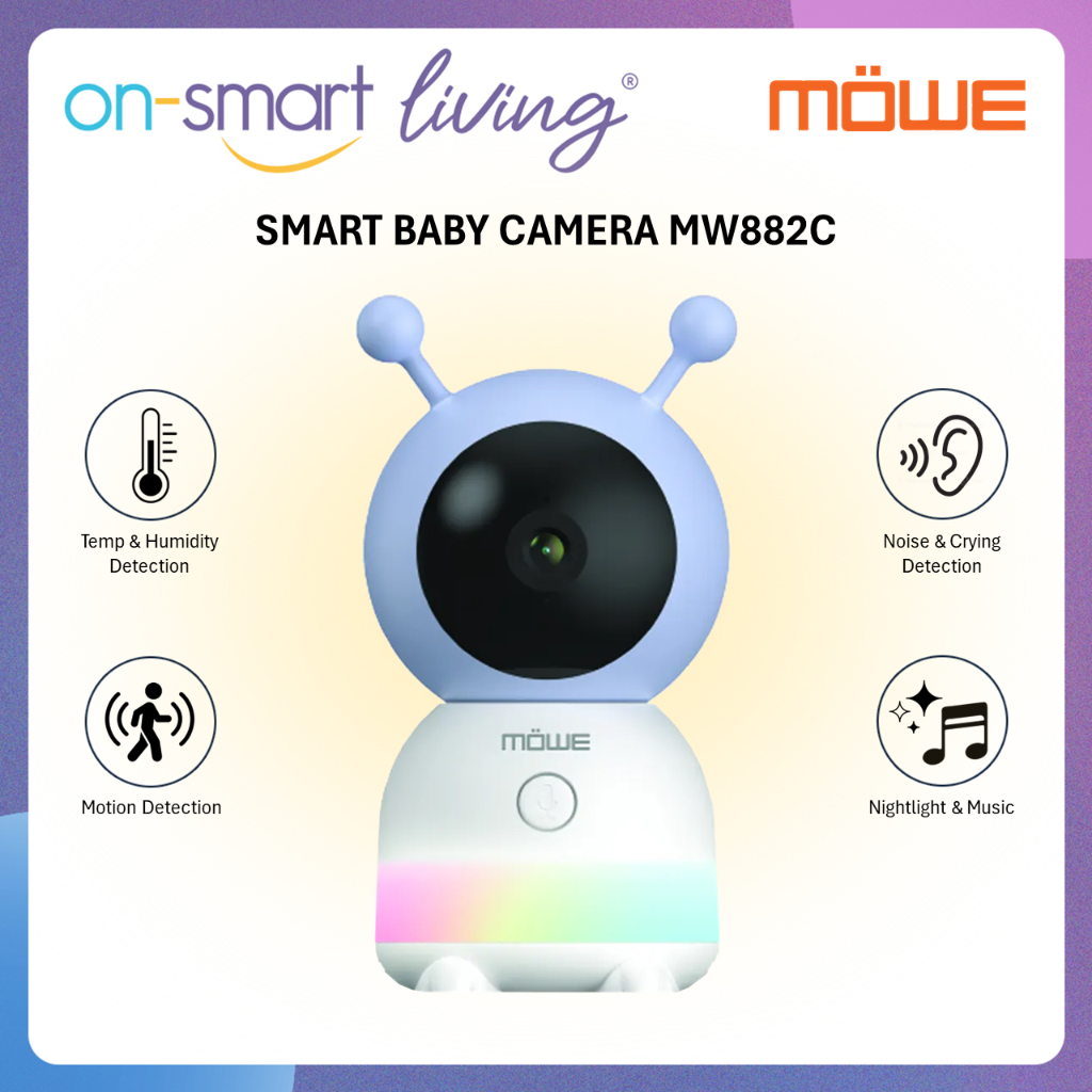MOWE Smart Baby Camera MW882C - Human, Noise & Crying Detection, Two-way Audio, Temperature ...