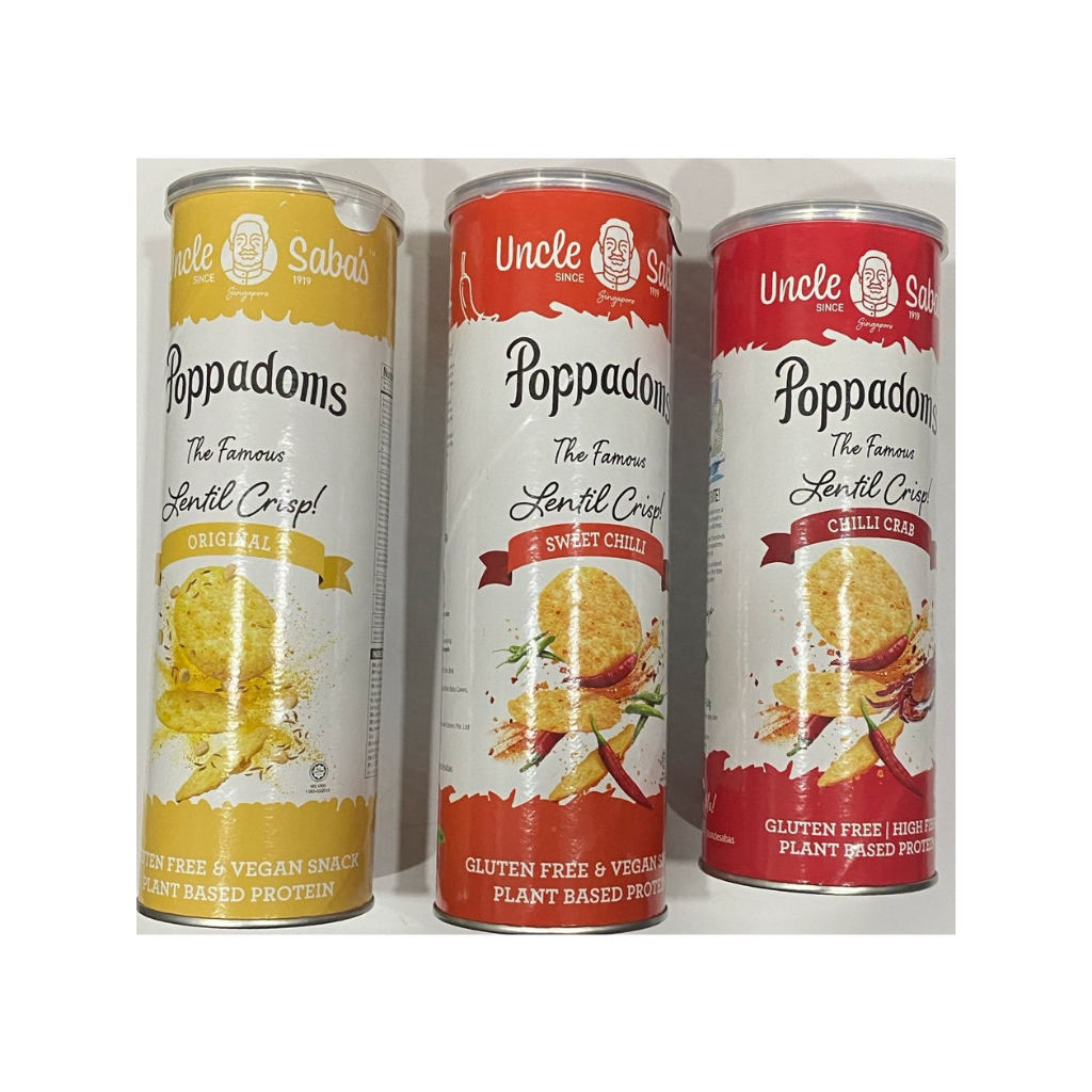 Uncle Saba's Poppadoms (70g)/ Sweet Chilli (70g)/Chilli Crab (60g) | Shopee Malaysia