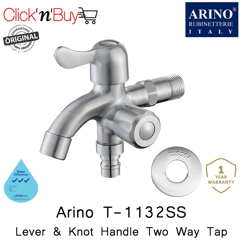 Arino T-1132SS Lever & Knot Handle Two Way Tap. Stainless Steel 304 ...