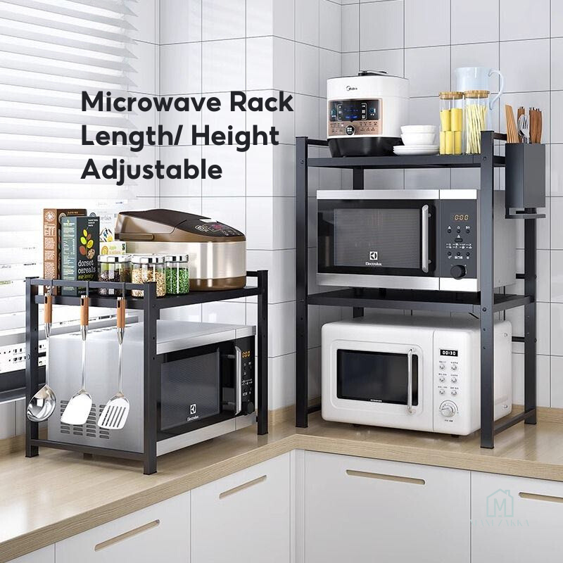 Microwave Rack Adjustable Oven Shelf Kitchen Countertop Organiser ...