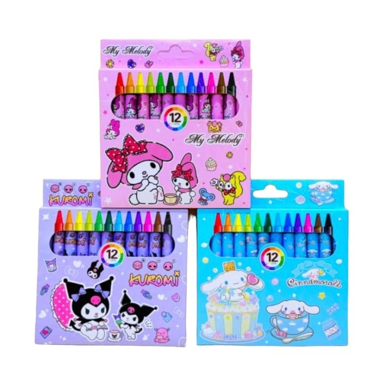12 PCS Kids Cartoon Crayon Kids Birthday Goodie Bag l Melody Kuromi ...