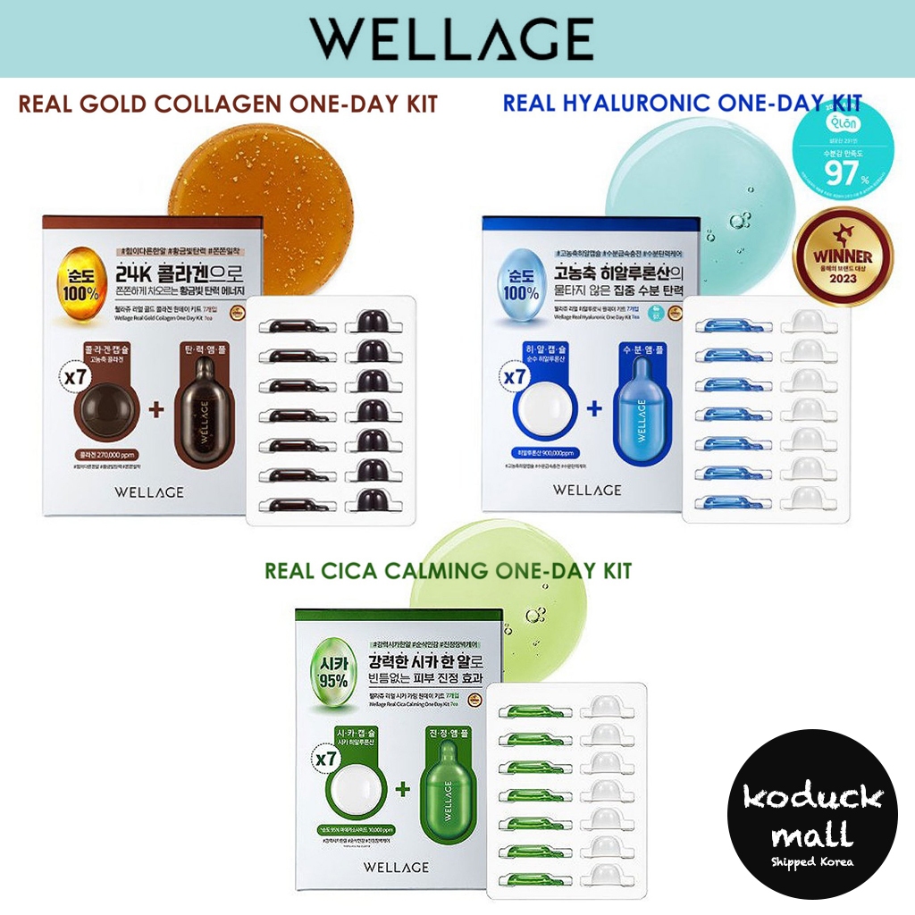 [WELLAGE] Hydrating & Calming One-Day Kit with Real Hyaluronic, Cica ...
