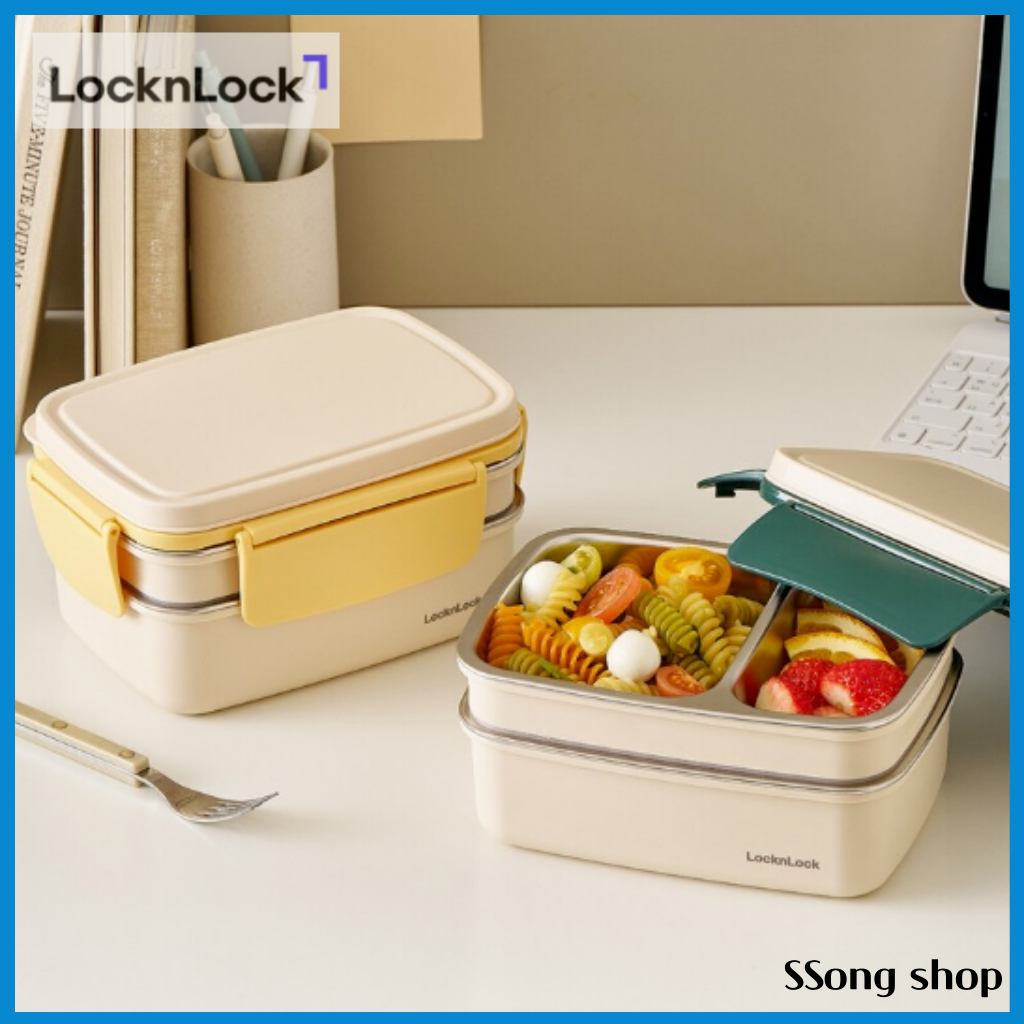 LocknLock 2-Tier Stainless Steel Lunch Box 1.3L | Leak-Proof Bento Meal ...