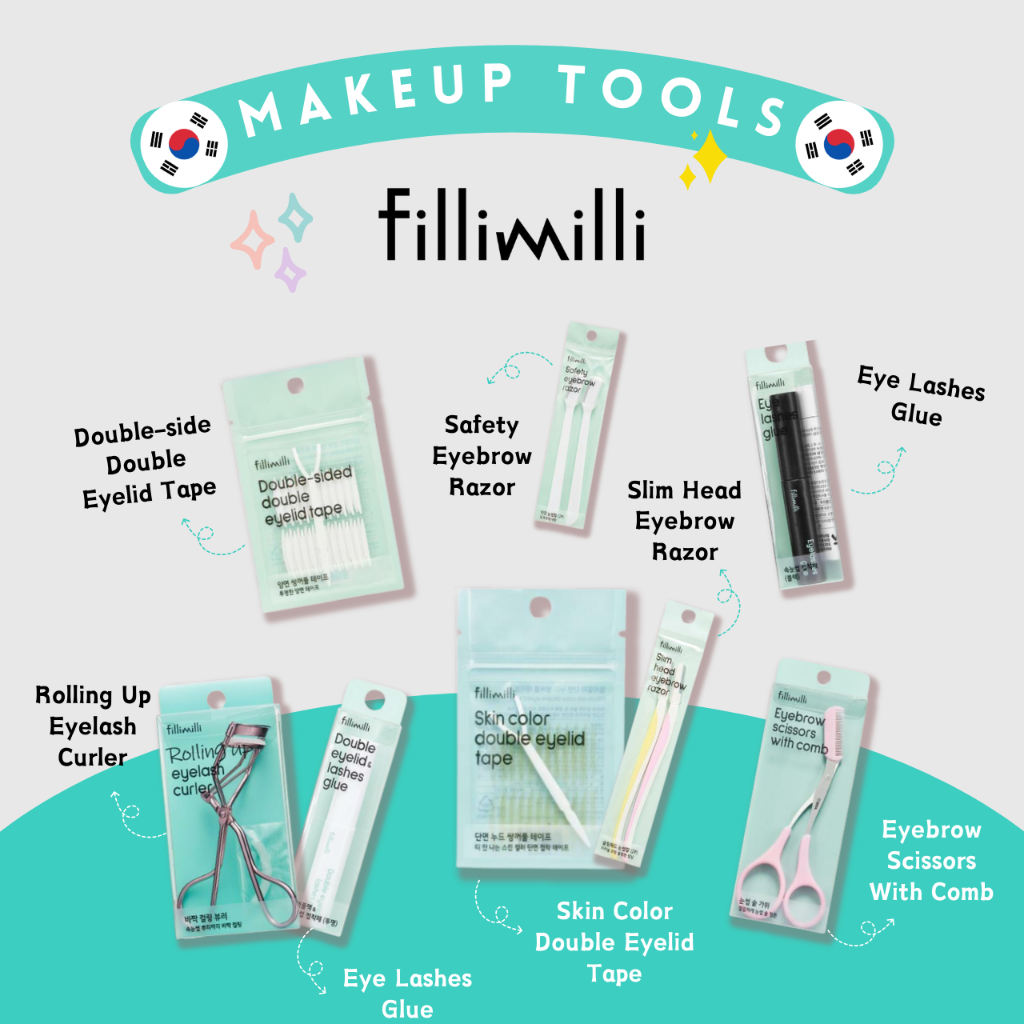 [Fillimilli] Makeup Tools (Eyelash Curler, Double Eyelid Tape, Eyebrow ...