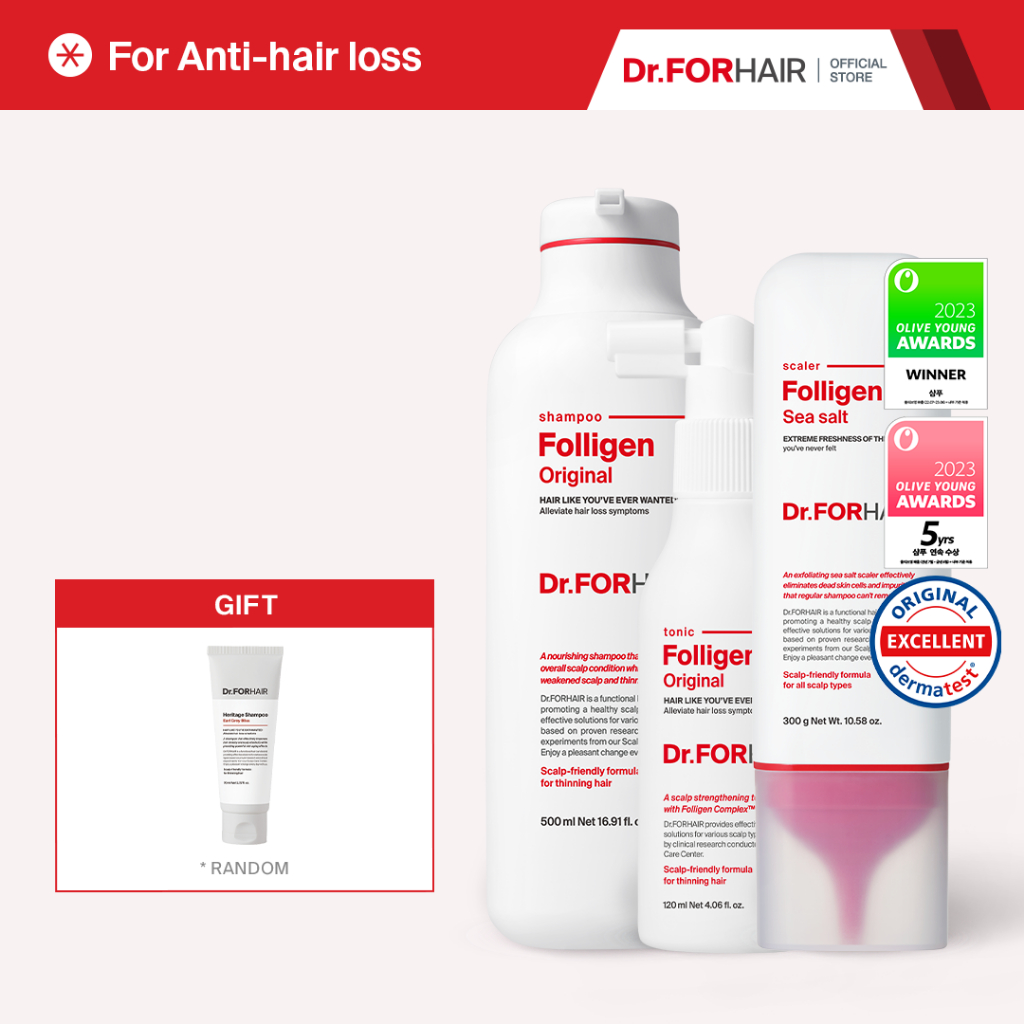 [Dr.FORHAIR] Folligen Original Shampoo 500ml + Folligen Sea Salt Scaler ...